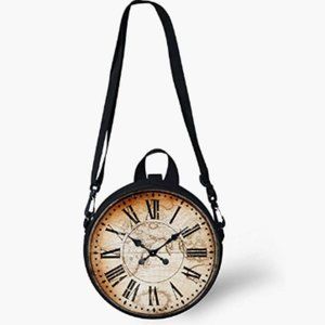 Bags | Round Clock Shape Zippered Tote Handbag Shoulder Bag | Poshmark
